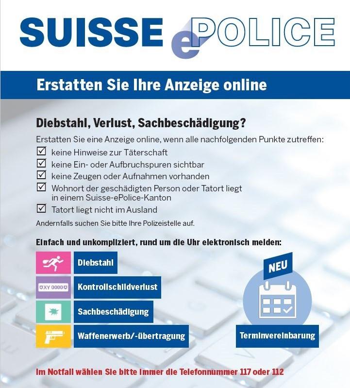 Suisse ePolice – Neu mit Terminvereinbarung | Kanton Zürich