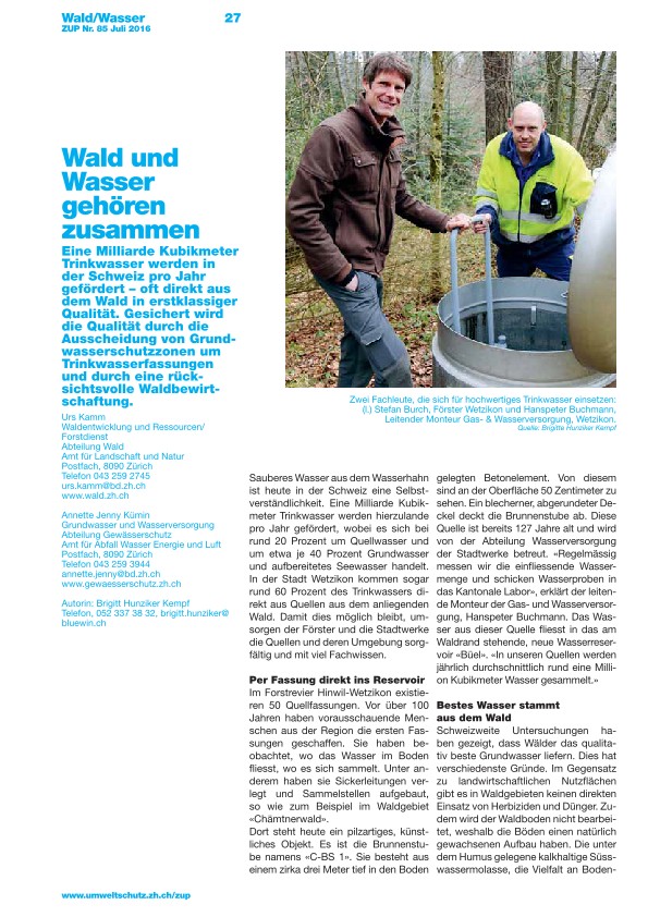 Wald und Wasser gehören zusammen | Kanton Zürich