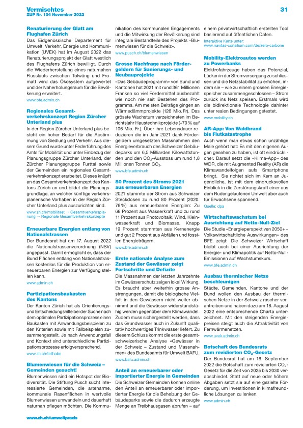 Hinweise zu verschiedenen Umweltthemen | Kanton Zürich